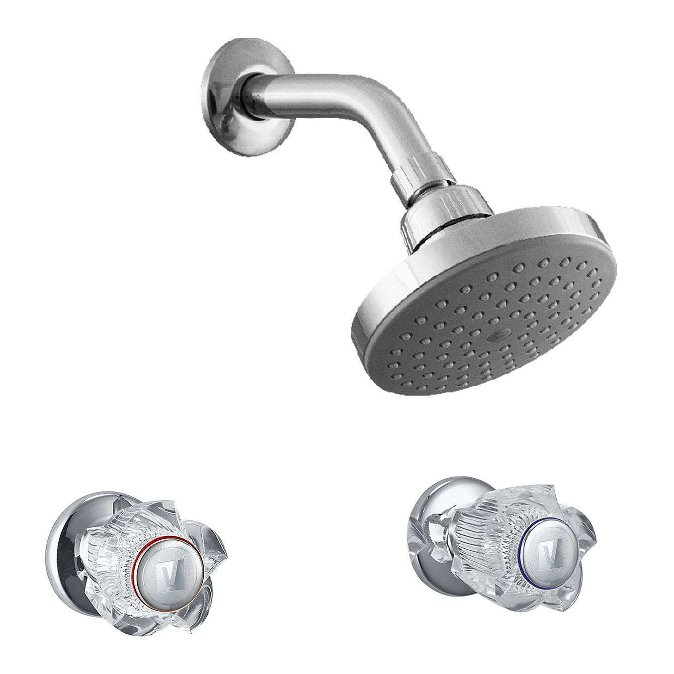 MEZCLADORA PARA DUCHA CRISTAL CON SALIDA ESPANOLA HECHO EN BRONCE ...