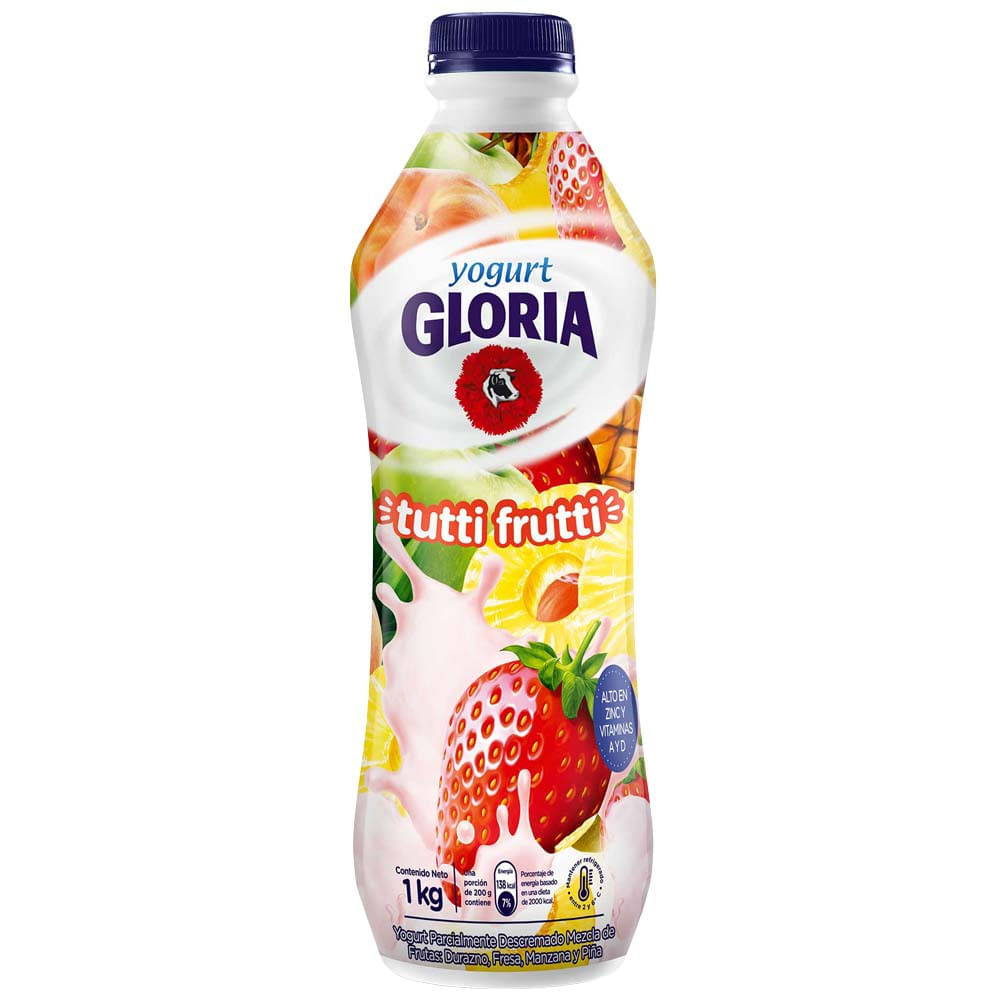 Yogurt Bebible GLORIA Sabor a Tutifruti Botella 1Kg - Shopstar