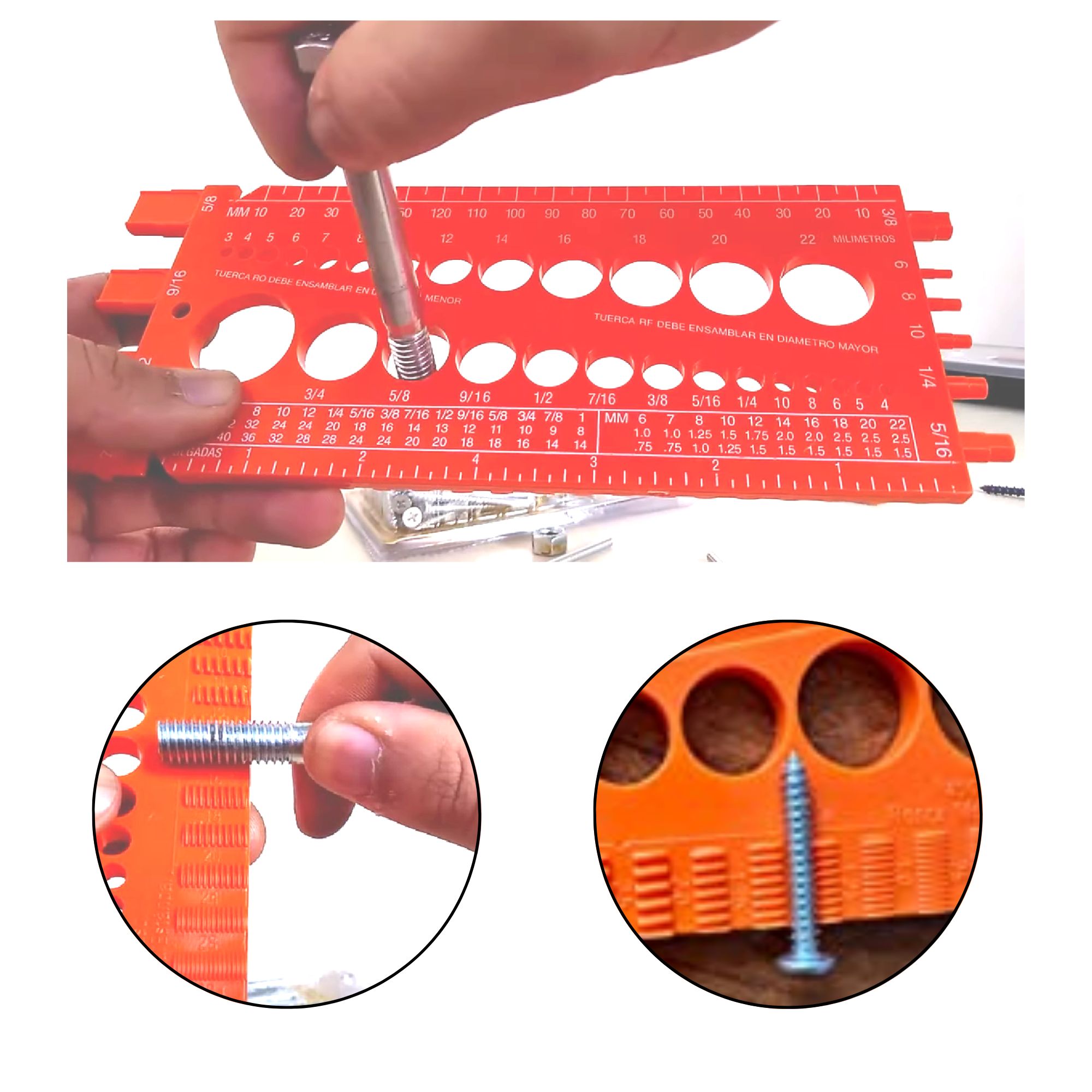 Regla medidora de tuercas y tornillos , 22 cm, Truper - Shopstar