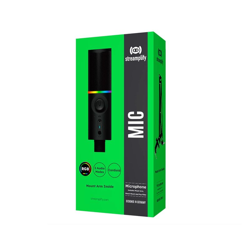 Microfono Gamer Streamplify Model Mic 48-Rgb Ma Bk Soporte Black - Shopstar