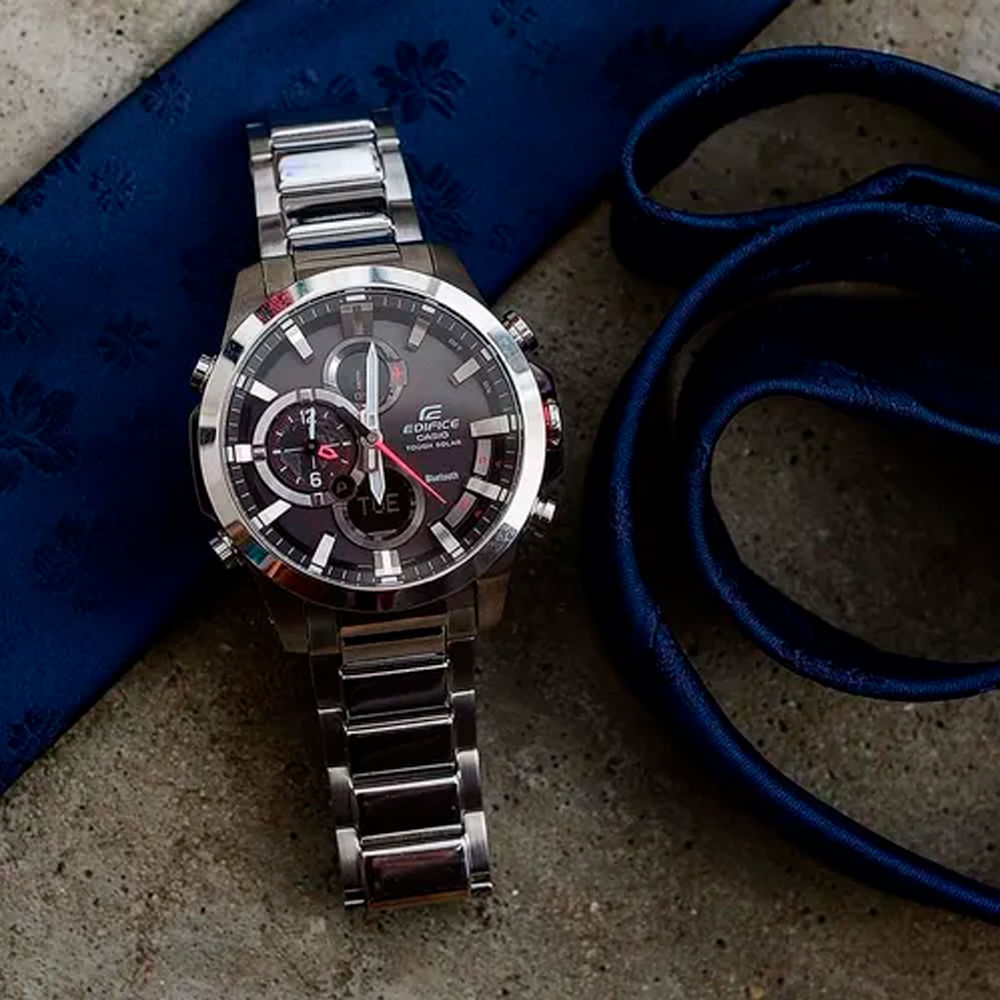 Reloj Casio Edifice ECB-500D-1A Solar Bluetooth Luz Led Plateado Negro ...