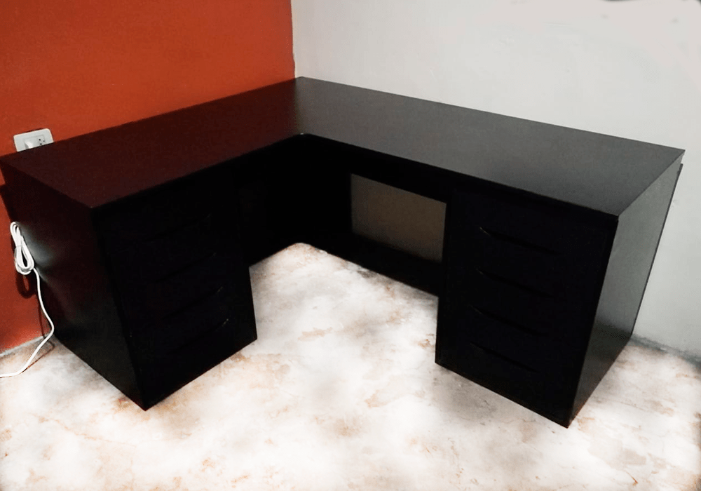 Escritorio Gamer en L de Melamina Negro - Shopstar