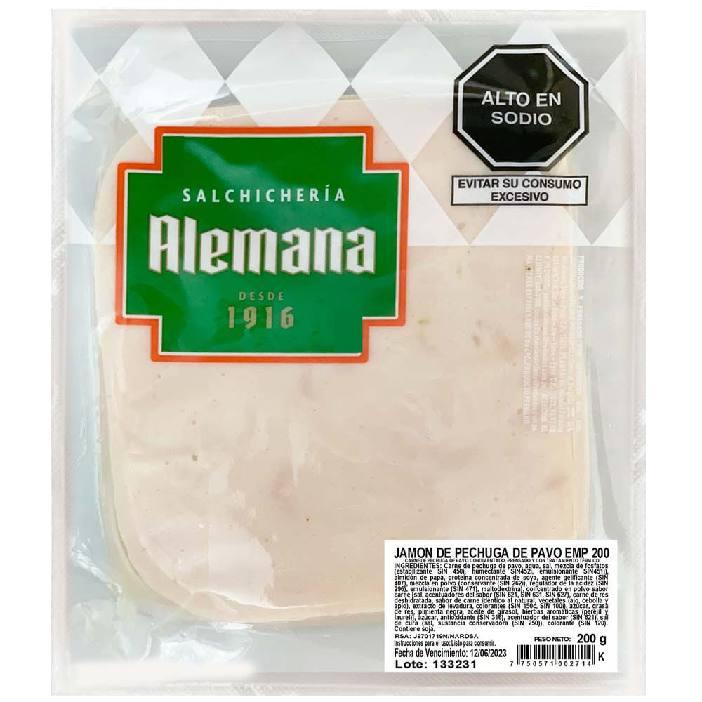 Jamón de Pehuga de Pavo S. ALEMANA Paquete 200g - Shopstar