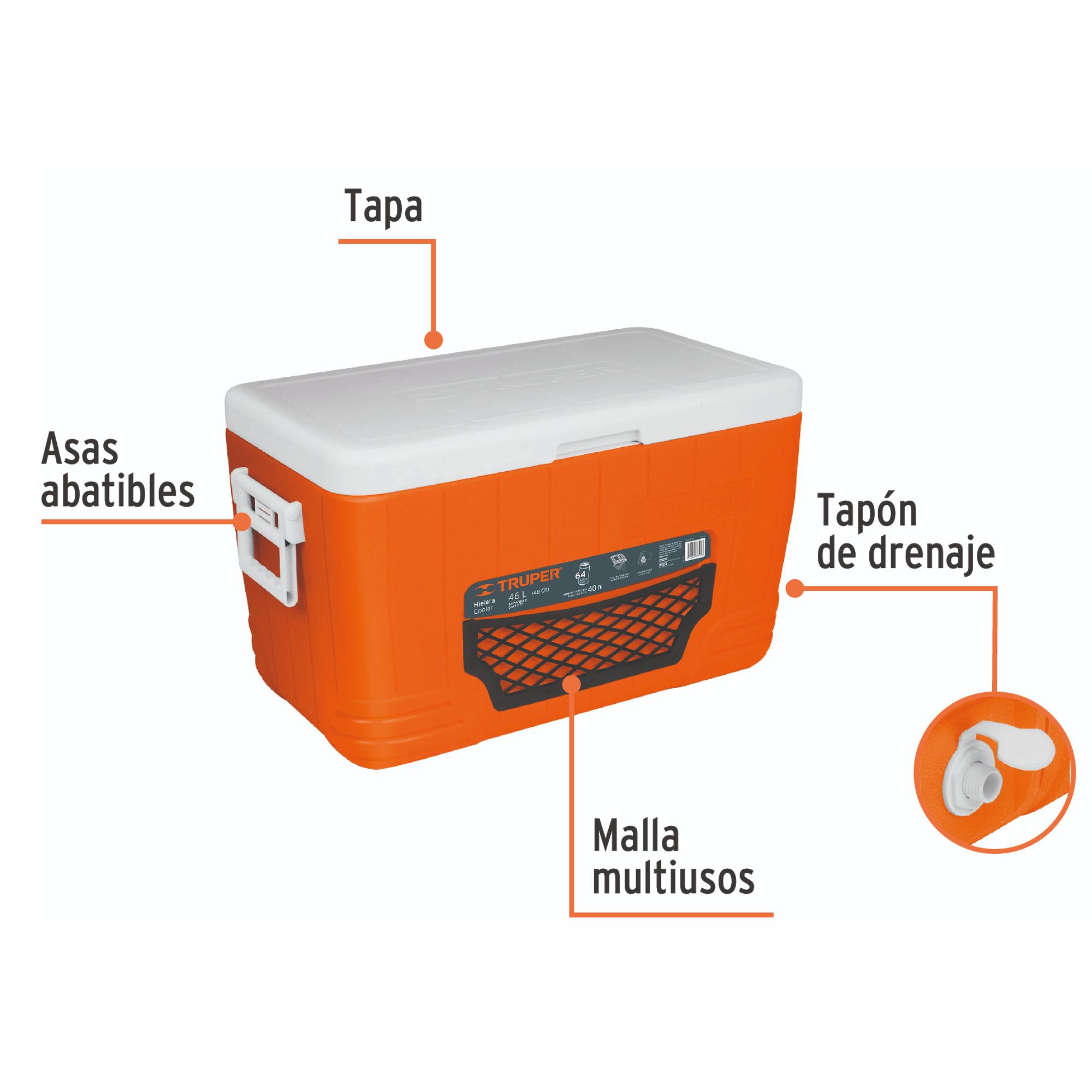 Cooler hielera 46L uso rudo Truper - Shopstar