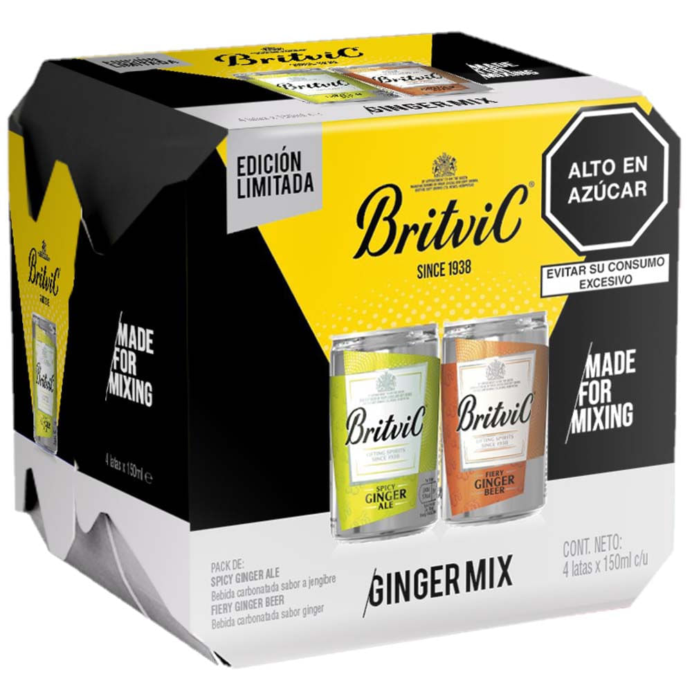 Ginger Ale Mix BRITVIC Lata 150ml Paquete 4un - Shopstar