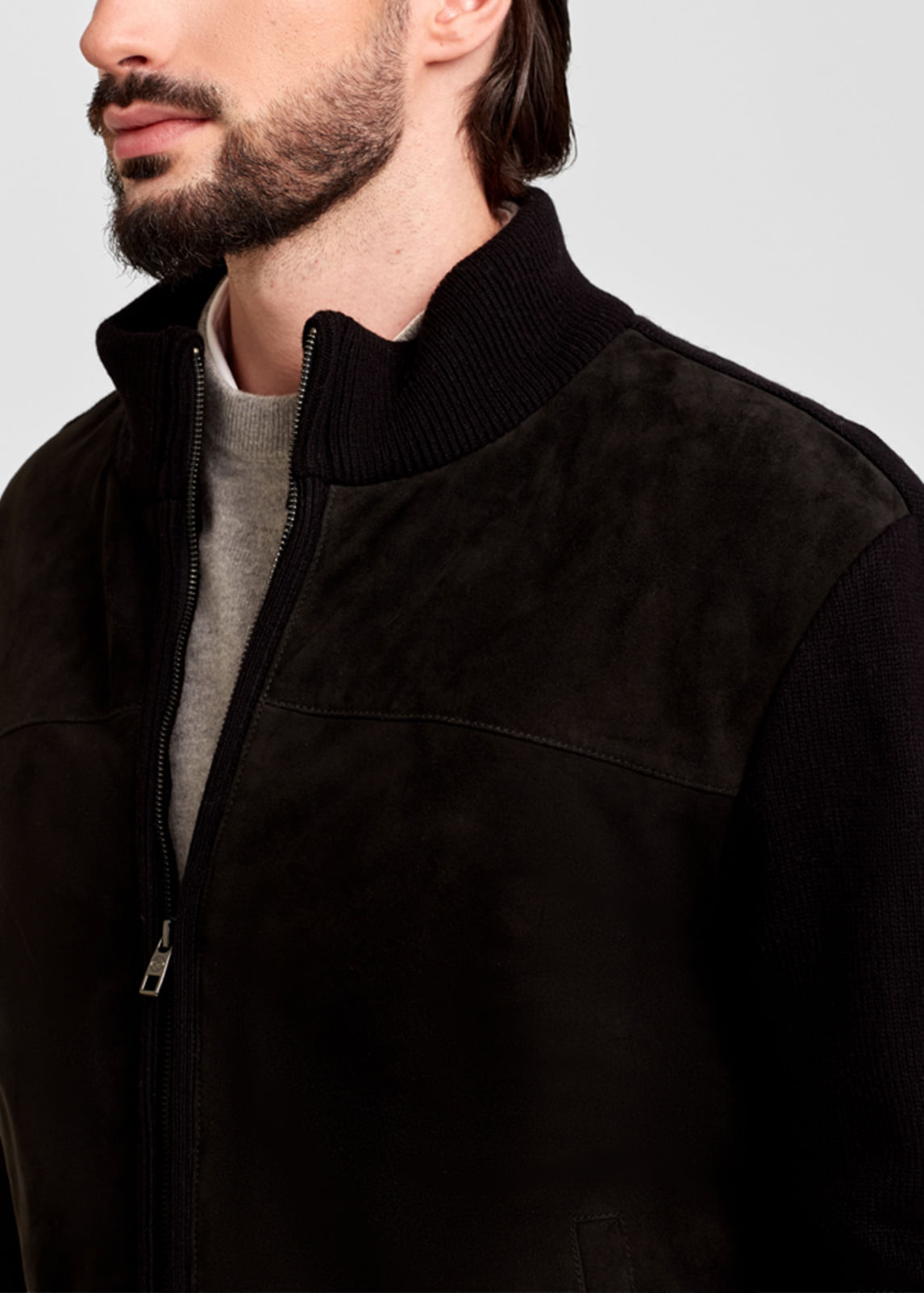 KNIT SUEDE JACKET - Shopstar