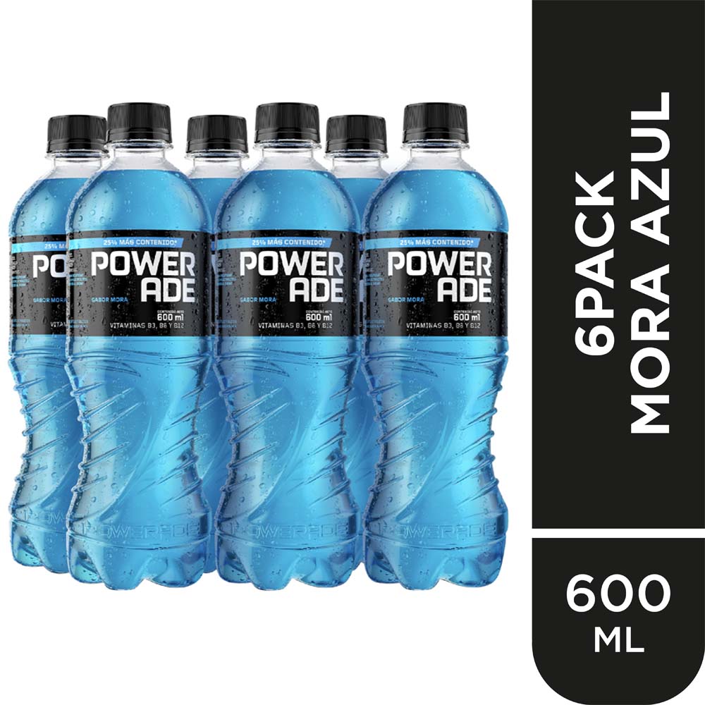 Rehidratante POWERADE Sabor a Mora Botella 600ml Paquete 6un - Shopstar