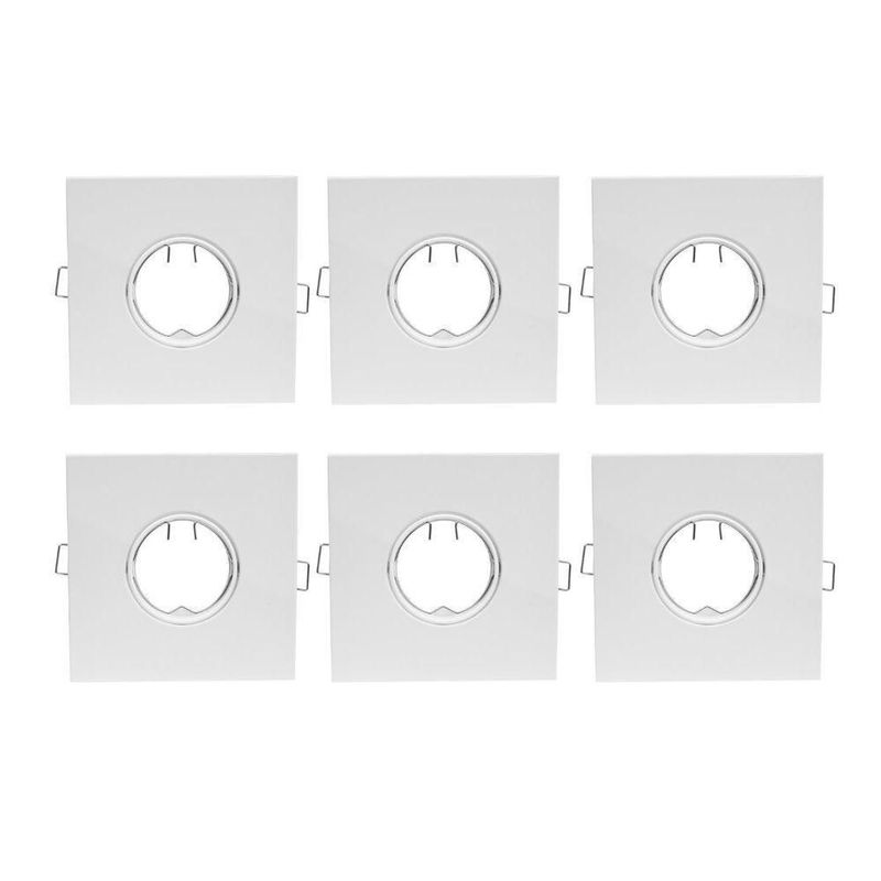 Set X 6 Spot Para Empotrar Cuadrado 11.5 cm Blanco C/Soquet Gu10 - Shopstar