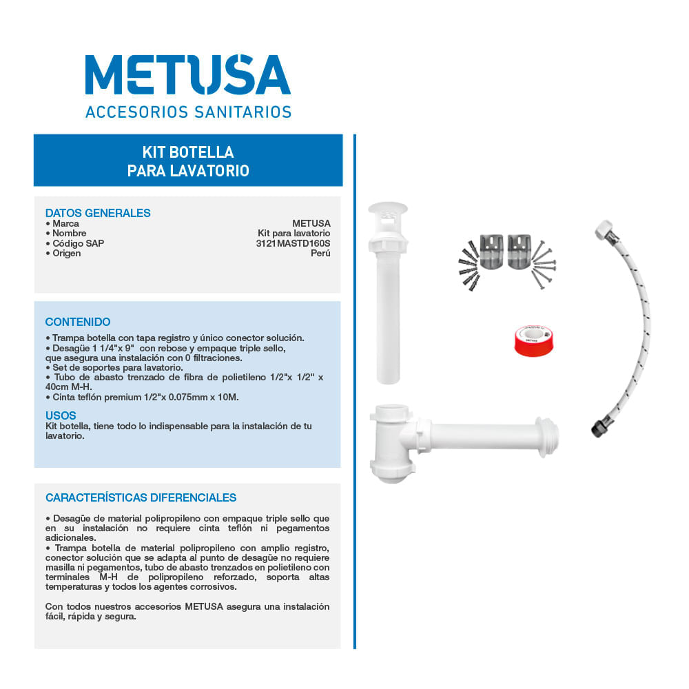 Kit Botella para lavatorio Metusa - Shopstar