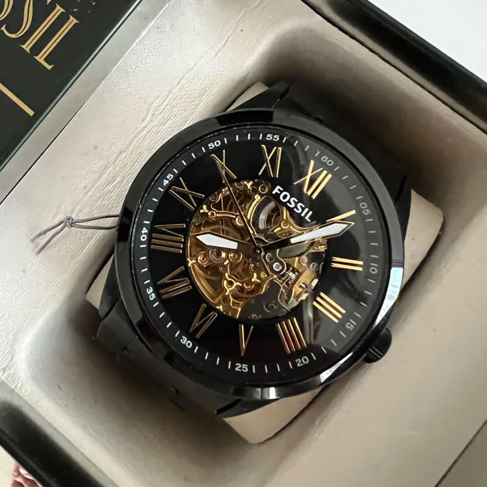 Reloj Fossil Flynn BQ2092 Automático Acero Inoxidable Negro Dorado ...