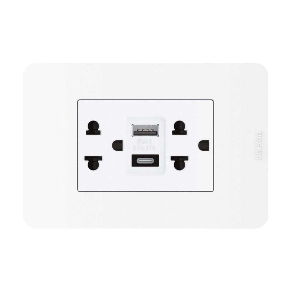 Tomacorriente Doble Universal Lt Usb Blanco Matix Go Bticino - Shopstar