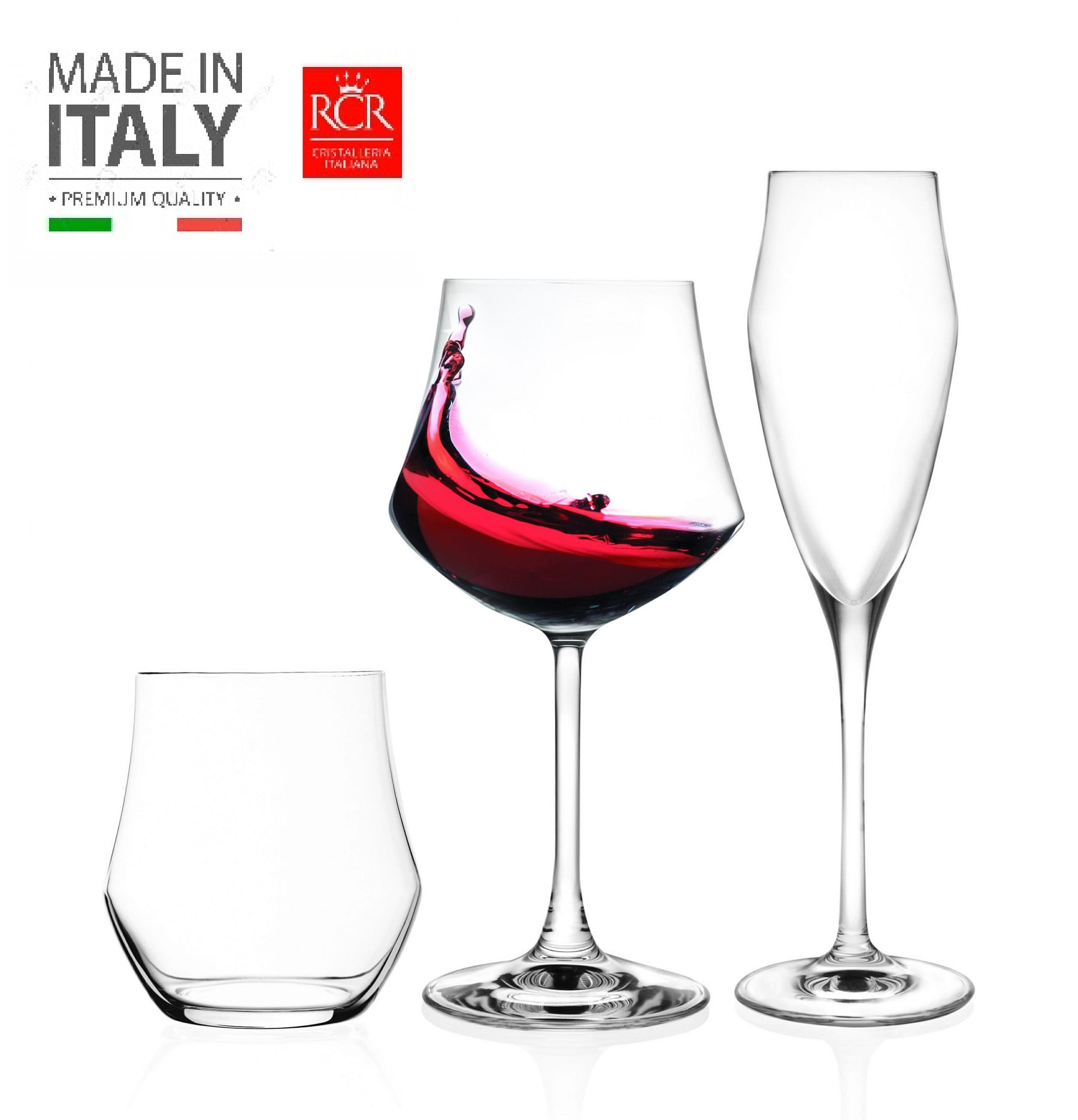 Set de Copas + Vasos - 18 pzas RCR - 100% hecho en Italia - Shopstar