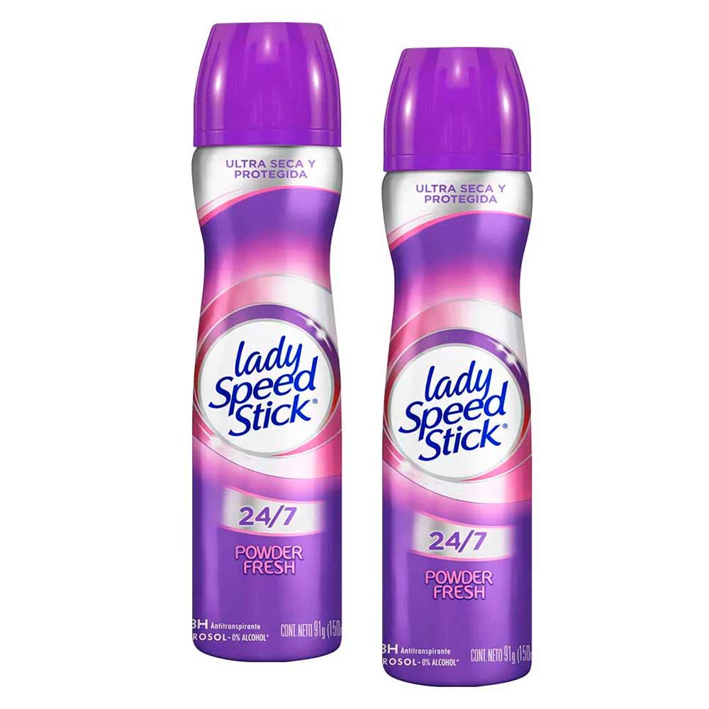 Pack Desodorante Spray LADY SPEED STICK Powder Fresh Frasco 91g x 2un ...