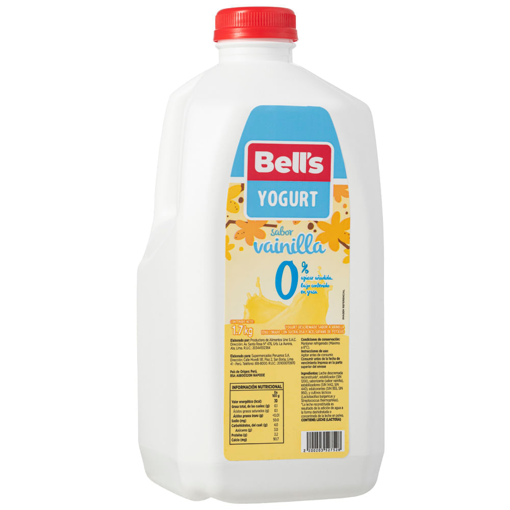 Yogurt Sabor a Vainilla BELL'S 0% Grasa Botella 1.7Kg - Shopstar