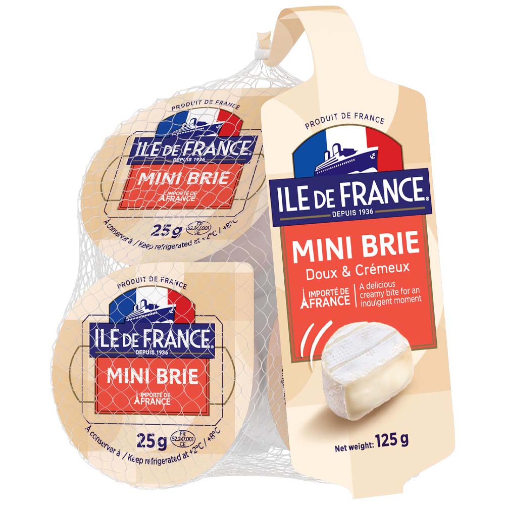 Queso Mini Brie ILE DE FRANCE Malla 25g x 5un - Shopstar