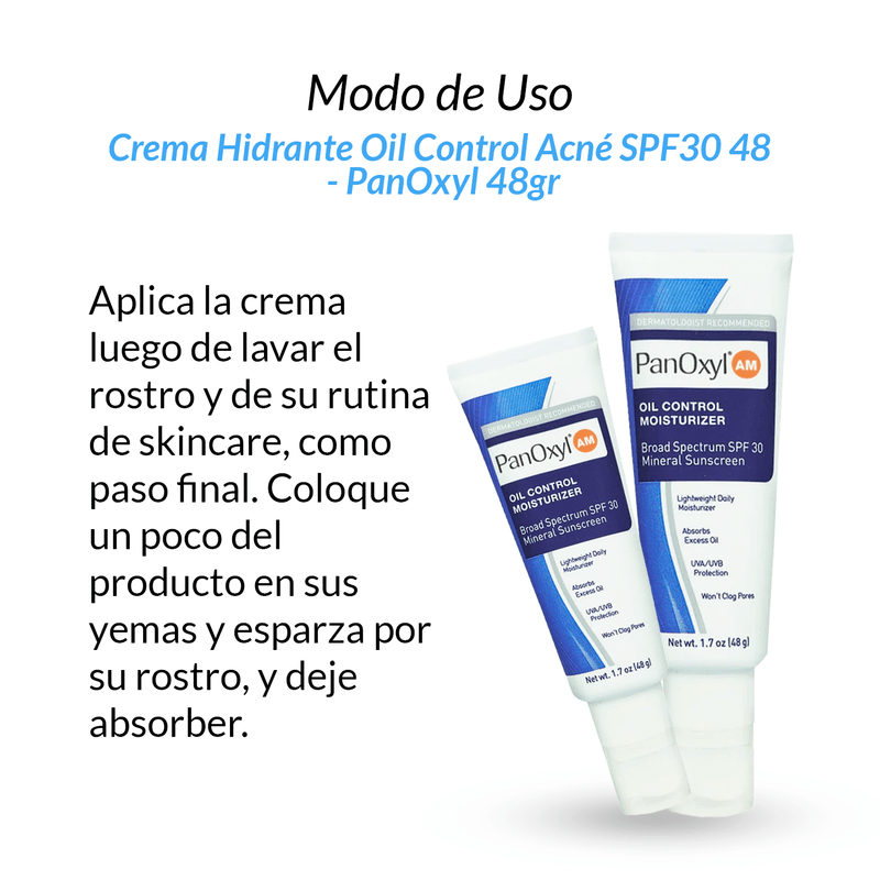 Crema Hidrante Oil Control Acné SPF30 48 Gr - Panoxyl AM - Shopstar