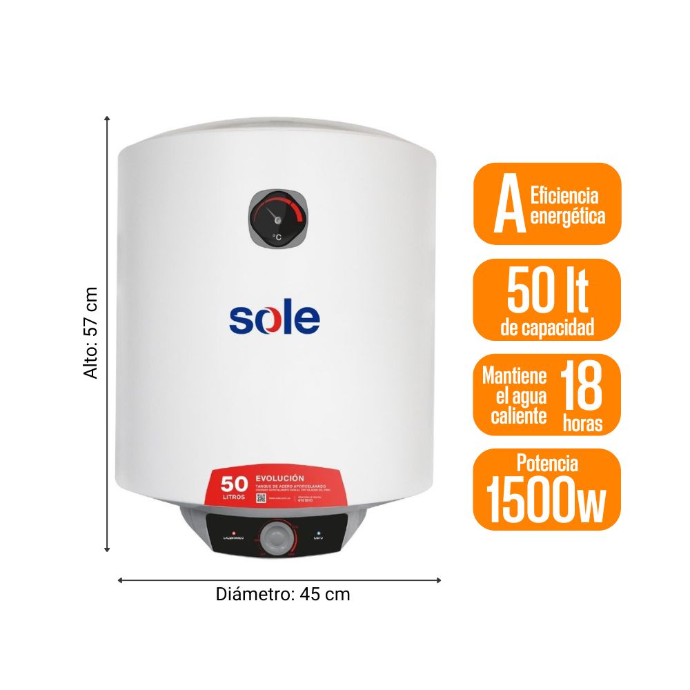 Terma Evolucion 50 litros con accesorios Sole - Shopstar