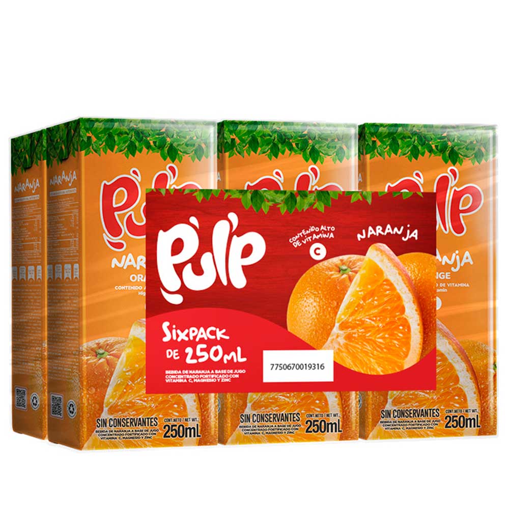 Bebida de Naranja PULP Forti 250ml Paquete 6un - Shopstar