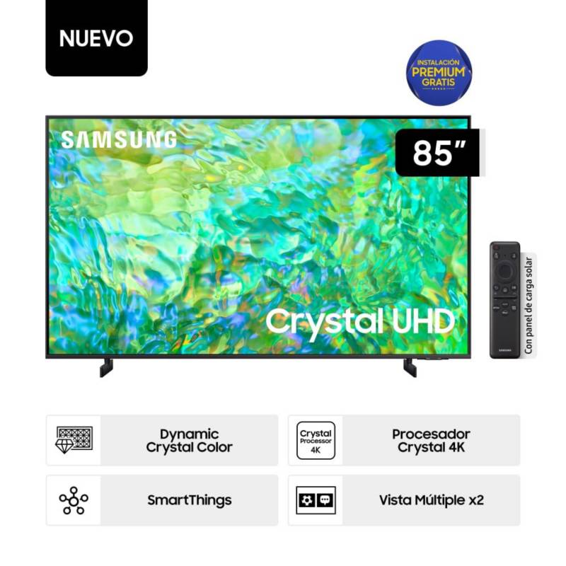 Televisor Samsung 85 pulgadas Crystal UHD 4K HDR Control Remoto Solar ...