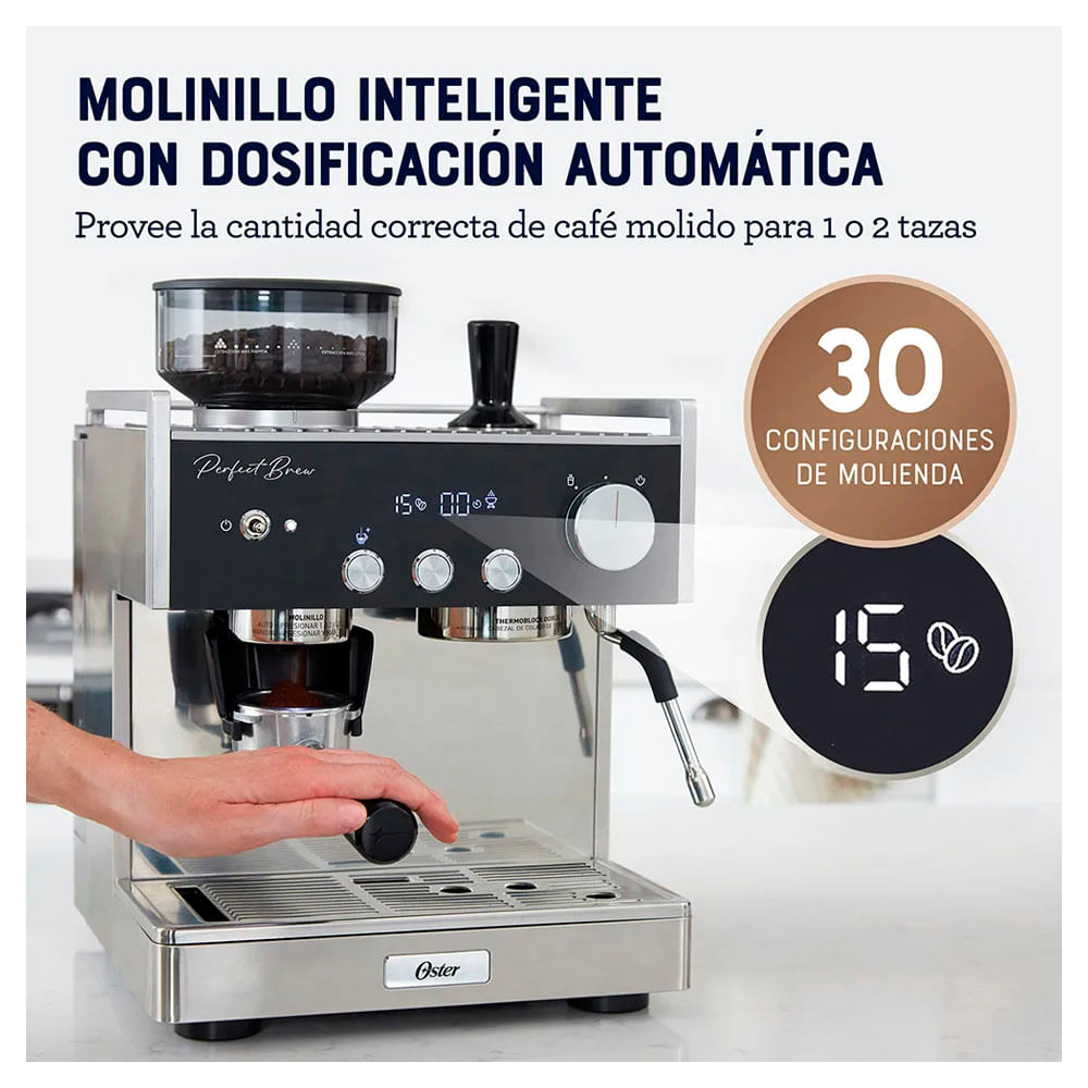 Cafetera para Espresso Oster BVSTEM7400 con Molinillo Inteligente,La ...