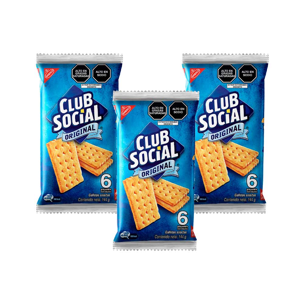 Pack Galletas Saladas CLUB SOCIAL sabor Original Paquete 6un x 3un ...