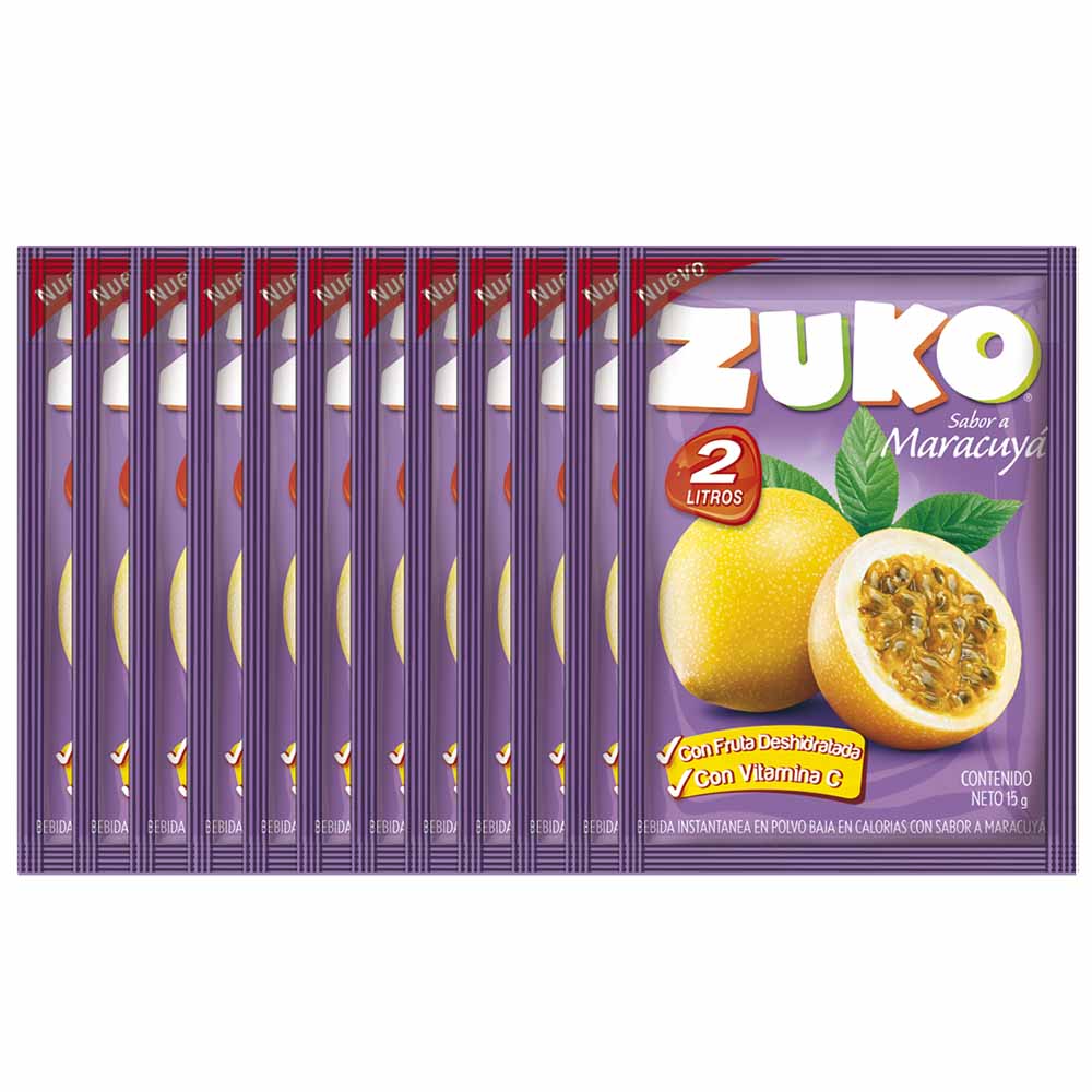 Jugo En Polvo ZUKO Sabor Maracuyá Sobre 15g Paquete 12un - Shopstar