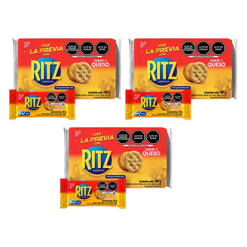 Pack Galletas Saladas RITZ sabor Queso 6un x 3un - Shopstar