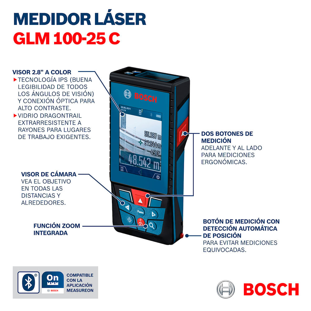 Medidor Distancia Láser Bosch Glm 100-25 C - Shopstar
