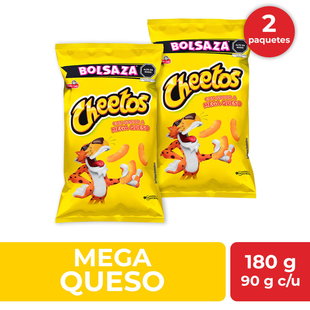 Pack Piqueos CHEETOS Mega Queso Bolsa 90g x2un - Shopstar