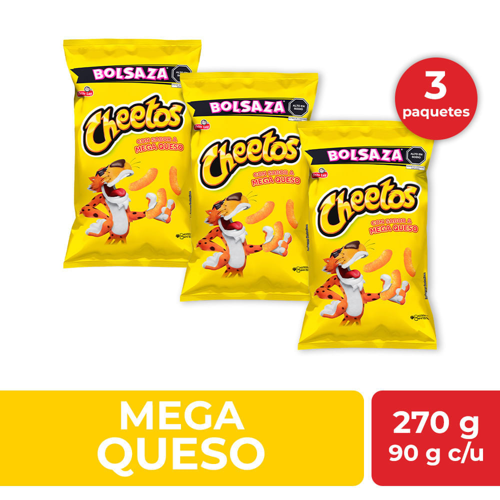Pack Piqueos CHEETOS Mega Queso Bolsa 90g x3un - Shopstar