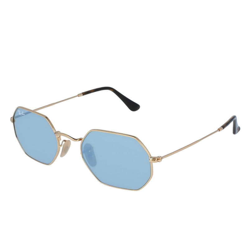 Lentes de Sol Ray Ban Octagonal Flat RB3556N 001/90 Celeste Espejado ...