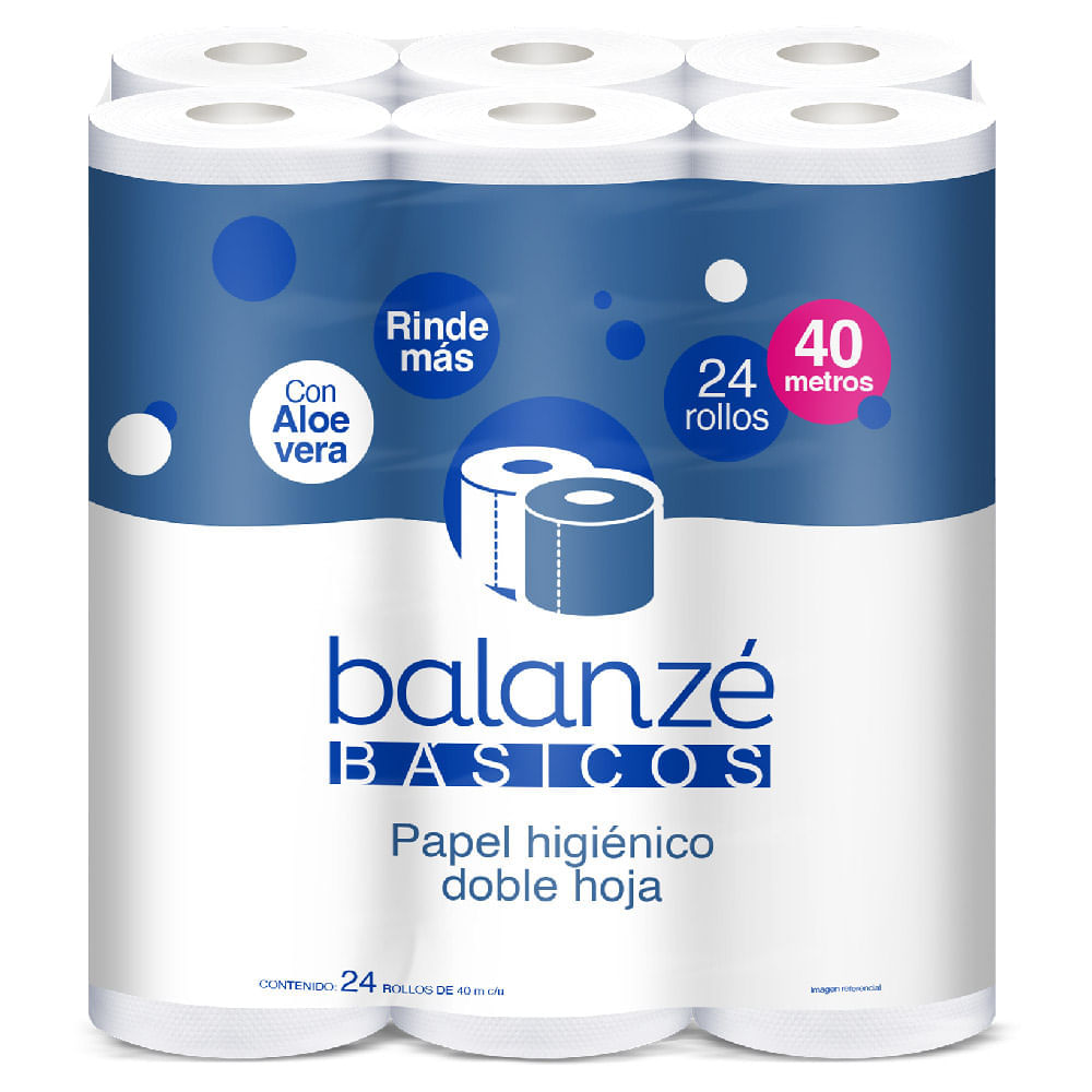 Papel Higiénico BALANZÉ BASICOS Azul 40M Paquete 24un - Shopstar