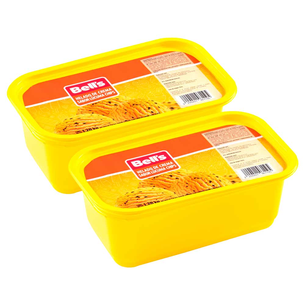 Pack Helado BELL'S Lúcuma Chips Pote 1.28Kg x 2un - Shopstar