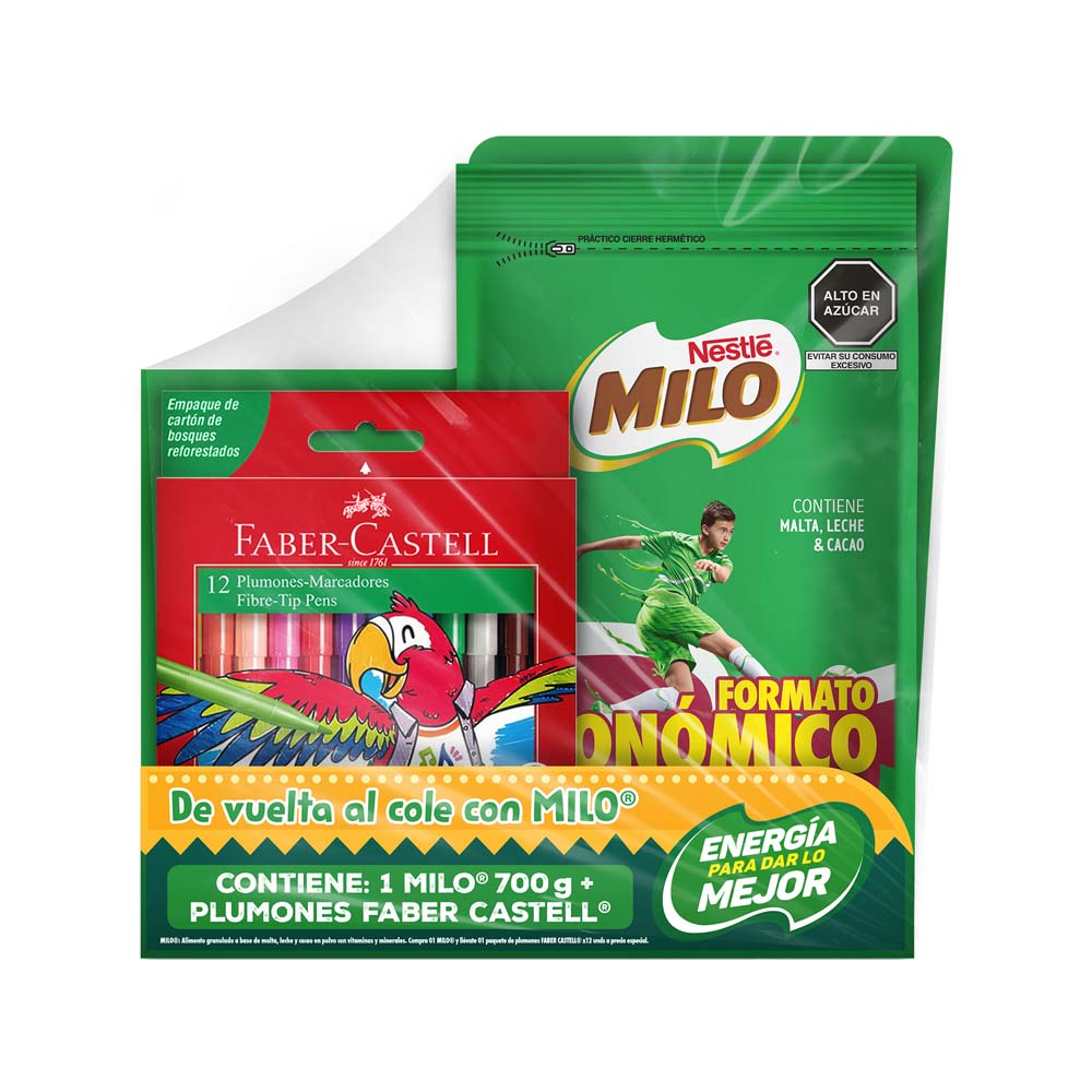 Pack Fortificante Granulado MILO Doypack 700g + Empaque de Plumones ...