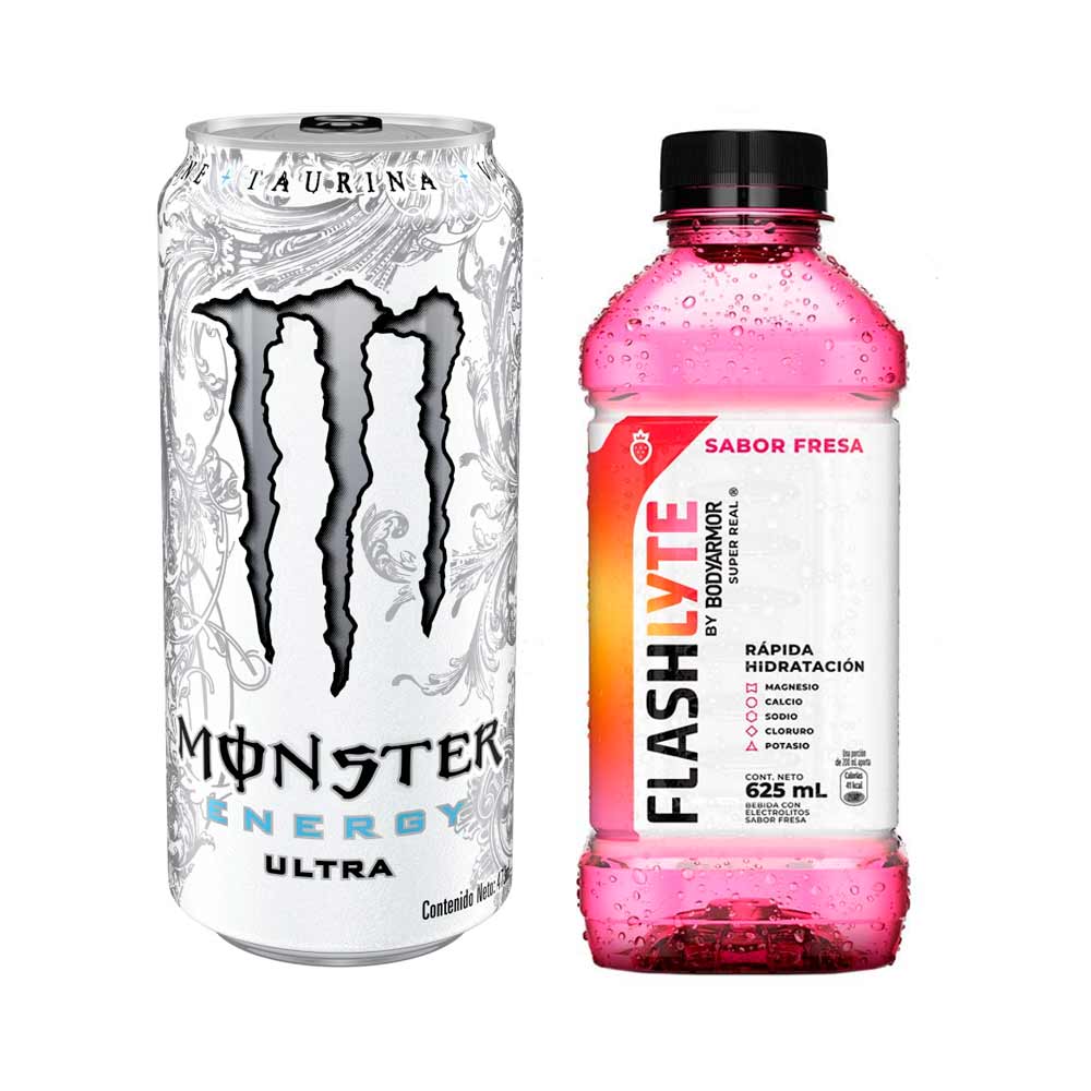 Pack Bebida Energizante MONSTER Ultra Lata 473ml + Rehidratante ...