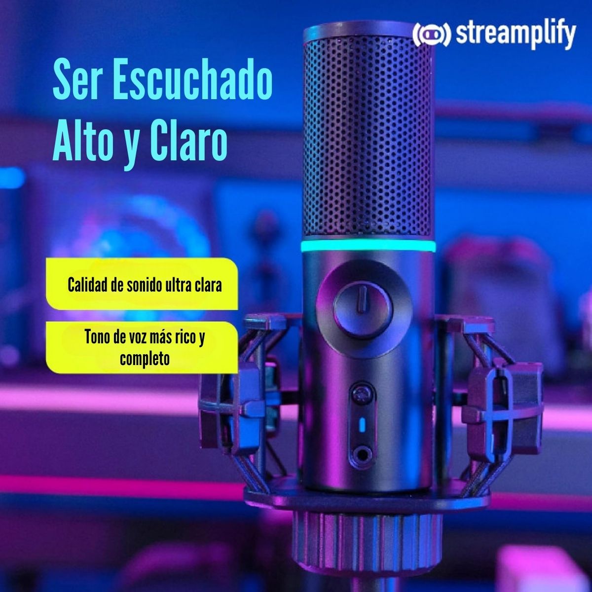 Streamplify - Micrófono MIC Tripod RGB Cardioide (Incluye Trípode ...