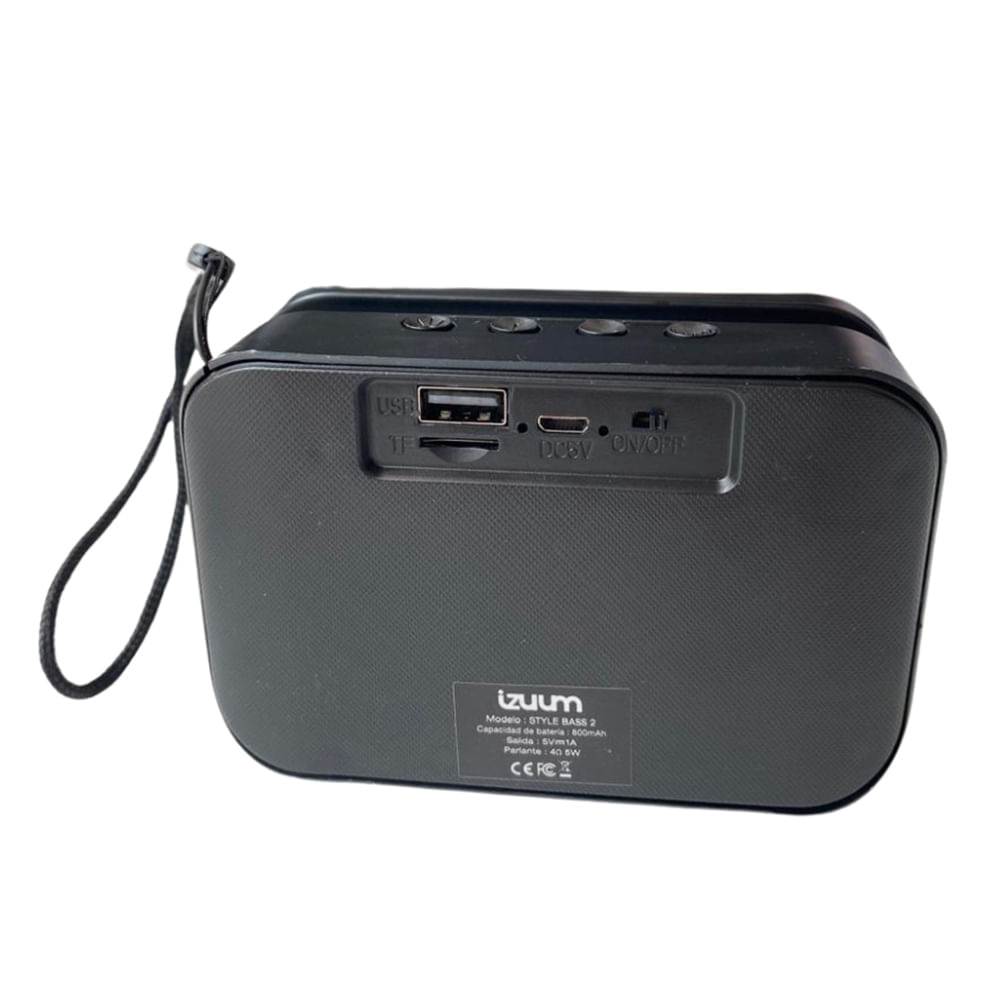 Parlante bluetooth Izuum Style Bass 2 5W, radio FM, micro USB, negro ...