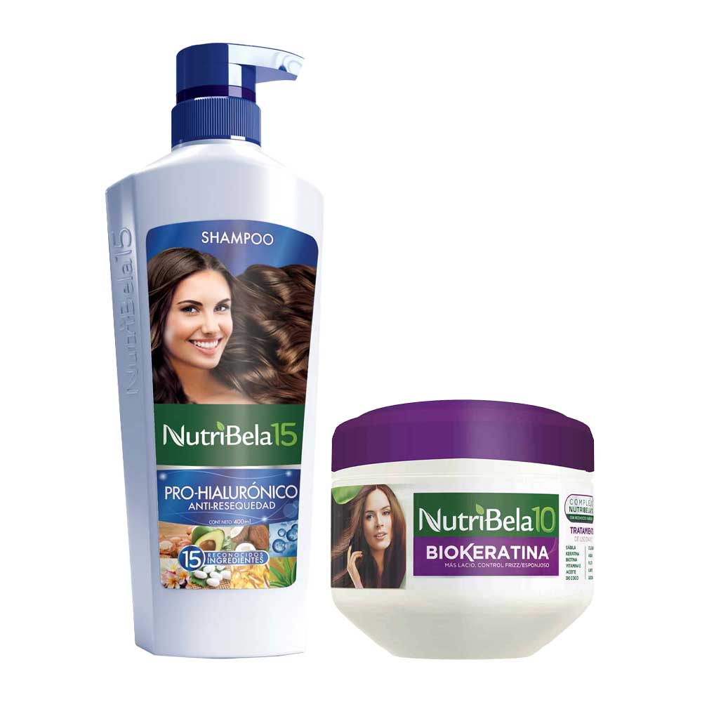 Pack Shampoo NUTRIBELA Hialurónico Frasco 400ml + Crema de Tratamiento ...