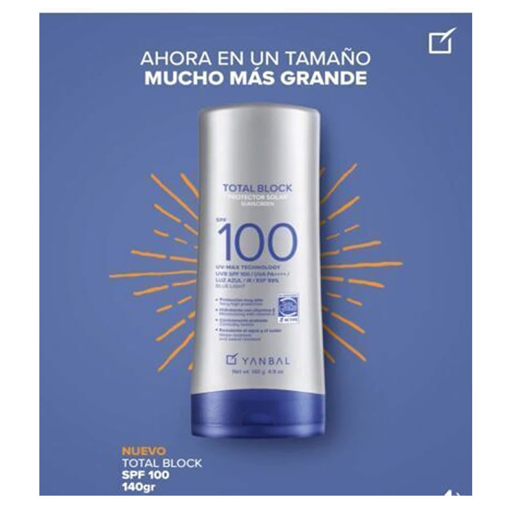 Protector Solar Yanbal Jumbo Total Block SPF100 140g - Shopstar