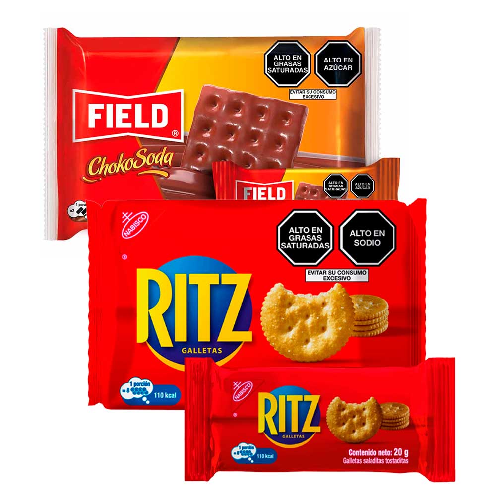 Pack Galletas Saladas RITZ sabor Original Paquete 6un + Galletas FIELD ...