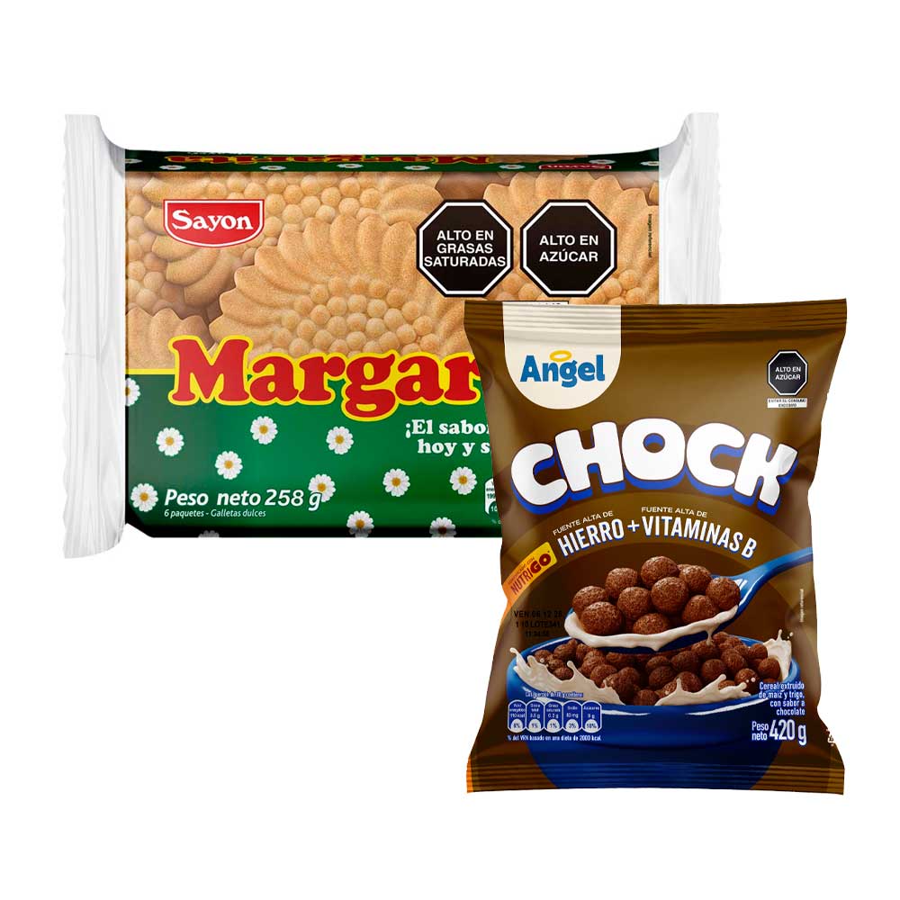 Pack Galletas SAYON Margarita Bolsa 43g + Cereal ÁNGEL Maíz Trigo y ...