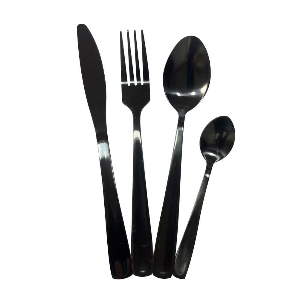 Set de cubiertos 16 piezas Negro Orange - Shopstar