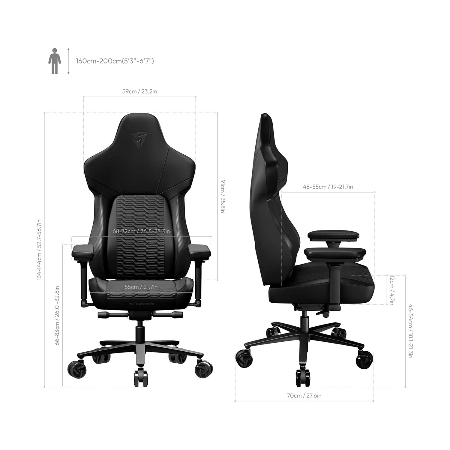 Silla Gamer ThunderX3 Core Racer Black - Shopstar