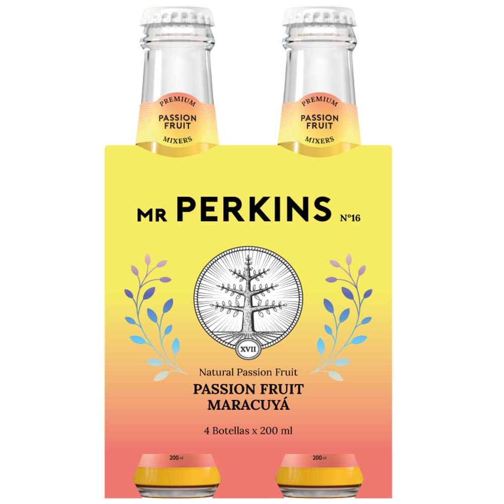 Agua Saborizada MR PERKINS Passion Fruit Botella 200ml Paquete 4un ...