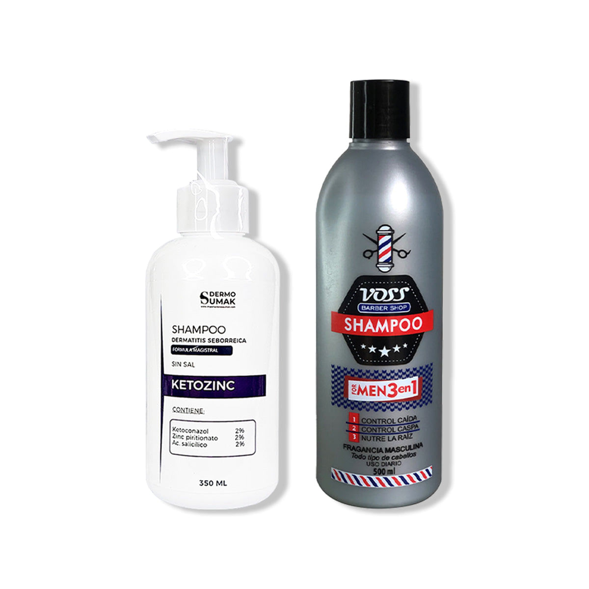 SHAMPOO SIN SAL KETOZINC 350ML+ SHAMPOO VOSS 3 EN 1 FOR MEN 500ml ...