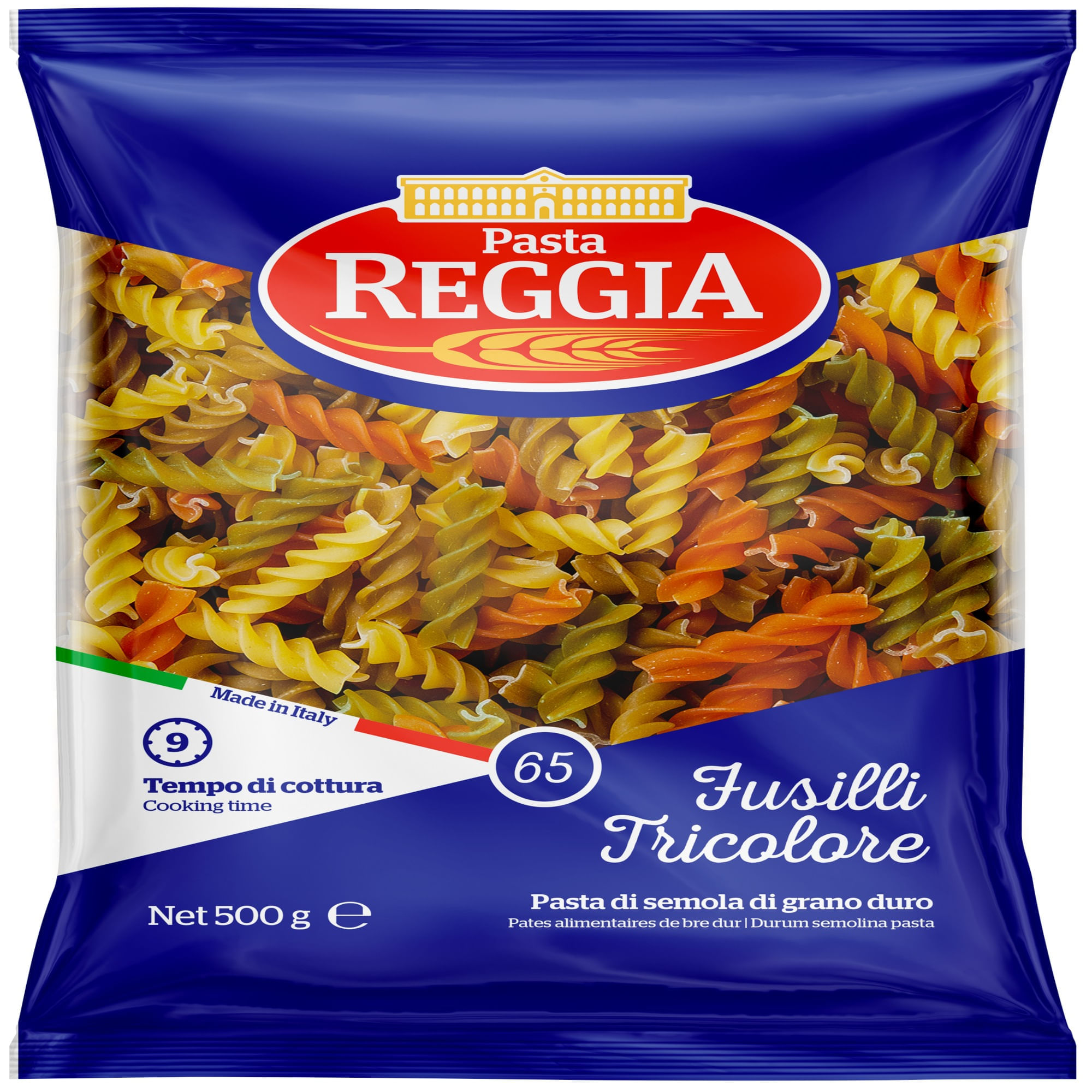 Pasta Fusilli Tricollore REGGIA Bolsa 500g - Shopstar