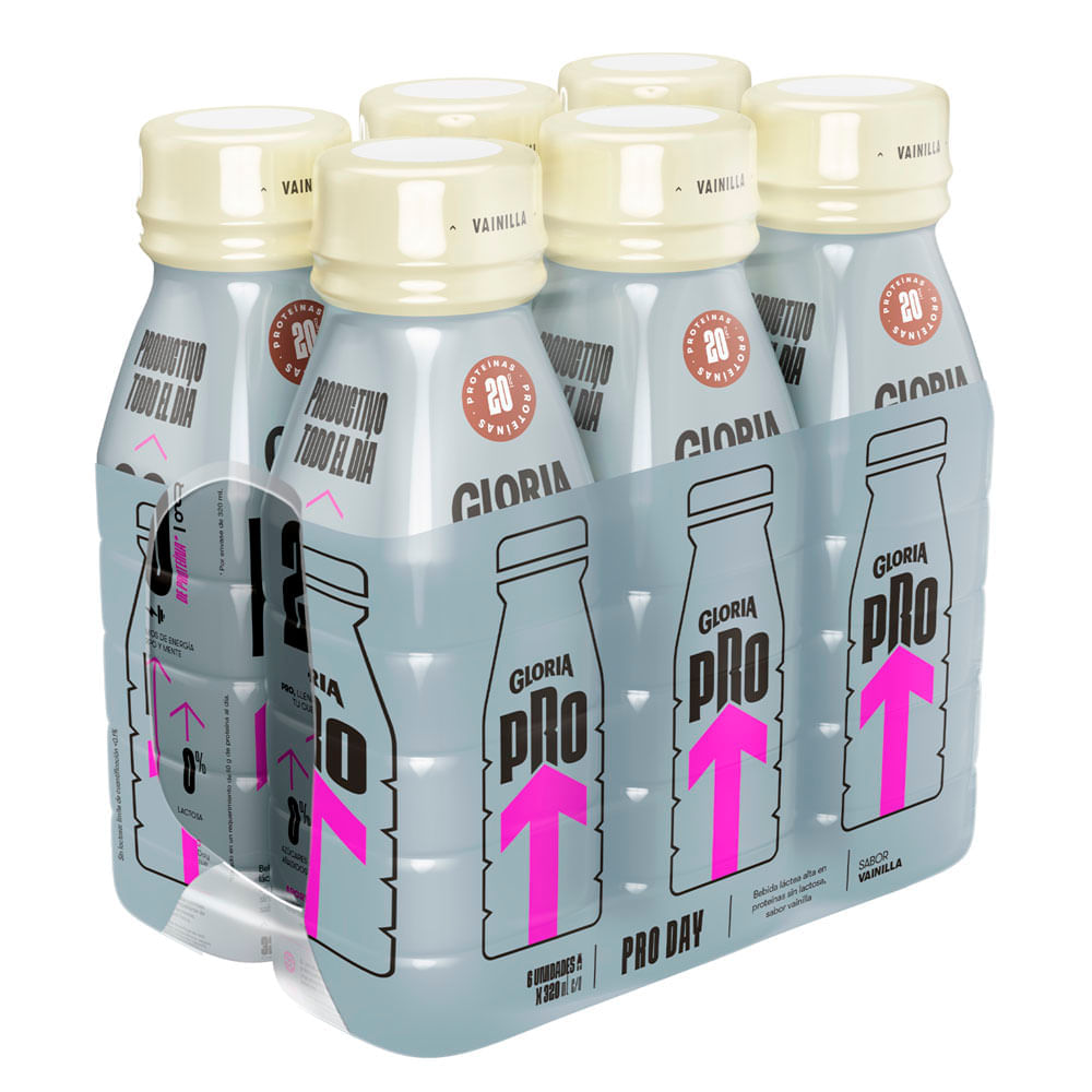 Bebida Láctea GLORIA Pro Day Vainilla Botella 320ml Paquete 6un - Shopstar