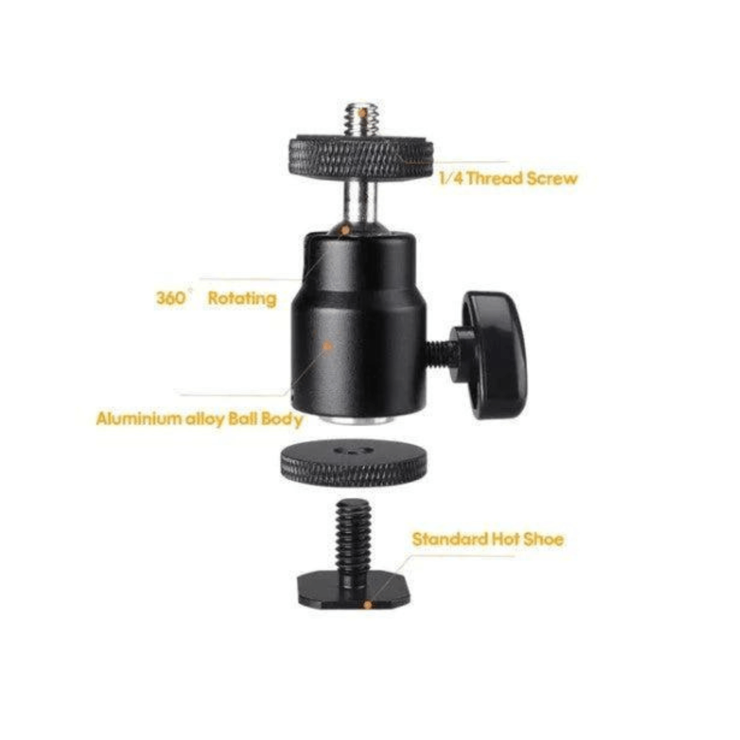 Mini rótula 360º para aro de luz o trípodes de metal con zapata - Shopstar