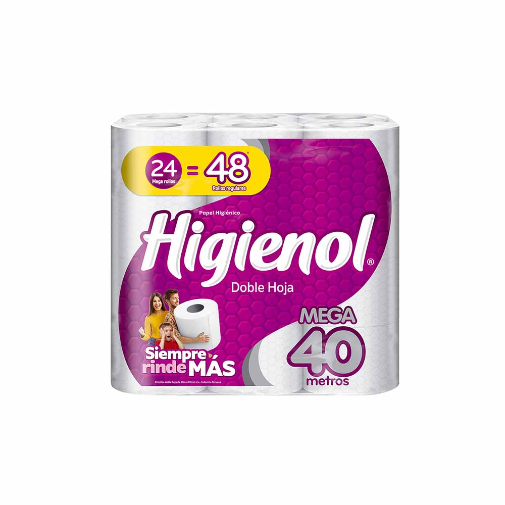 Papel Higiénico Higienol Mega Rollo Doble Hoja Paquete 40un Shopstar