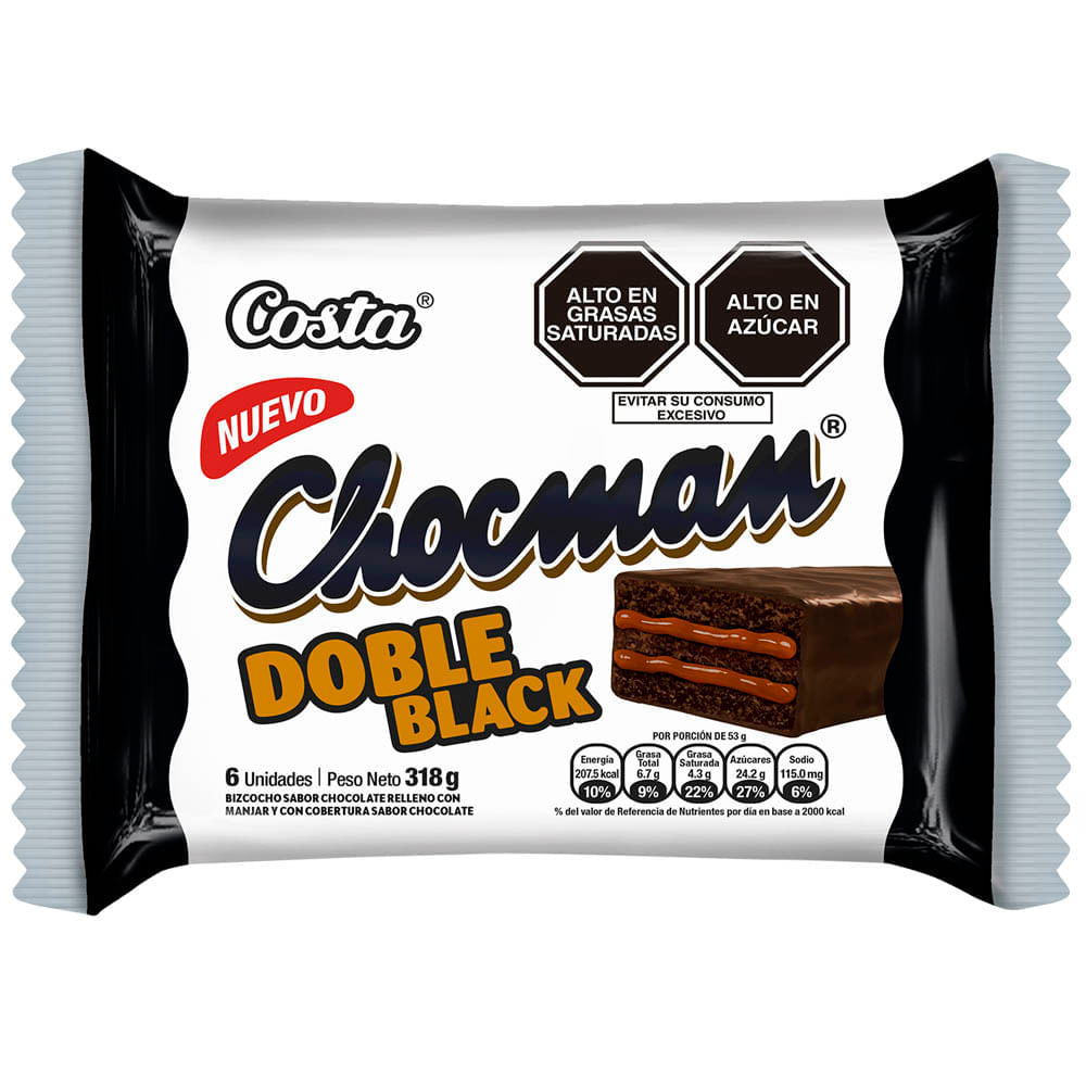 Bizcocho CHOCMAN Doble Black Paquete 6un - Shopstar